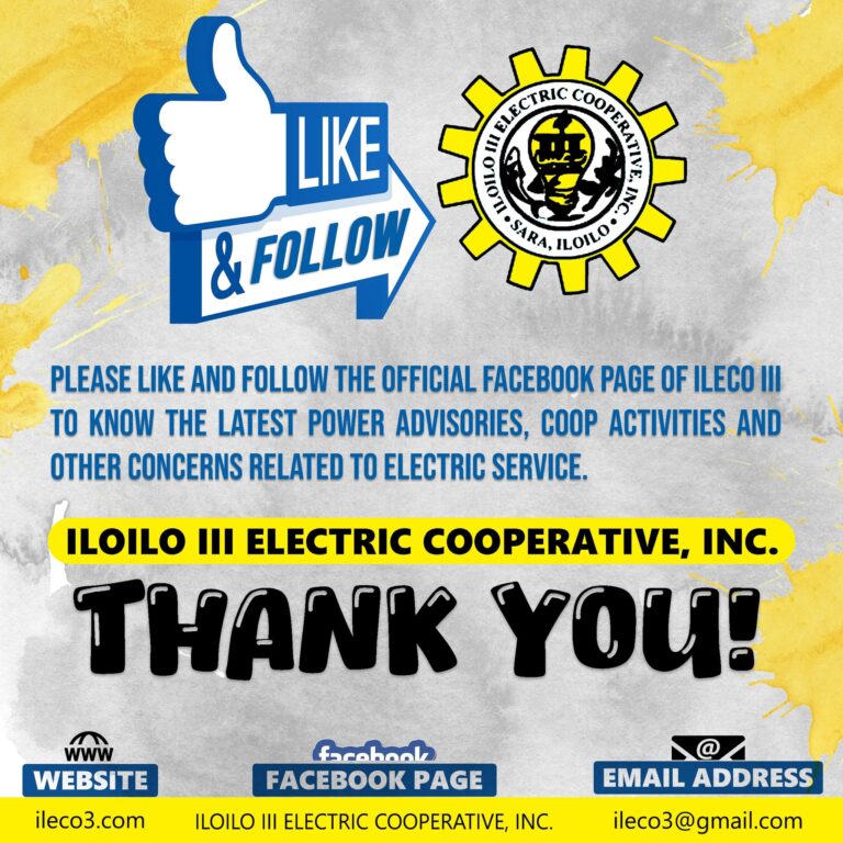 LIKE AND FOLLOW – ILOILO III ELECTRIC COOPERATIVE, INC.